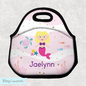 Mermaid Lunch Tote - Choose Hair, Skin, Eye Color - Personalized Lunch ...