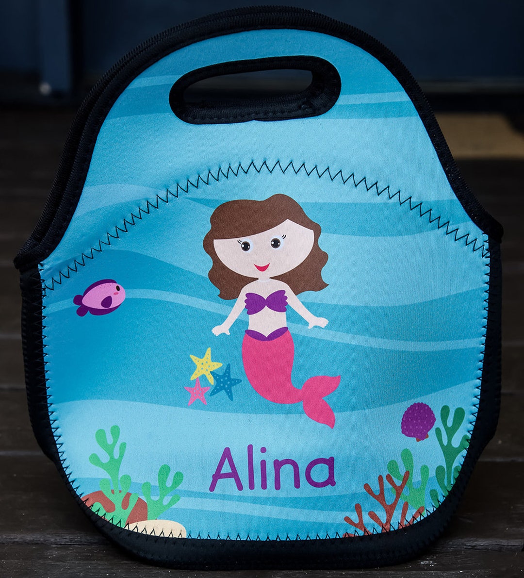 Mermaid Lunch Tote - Choose Hair, Skin, Eye Color - Personalized Lunch ...