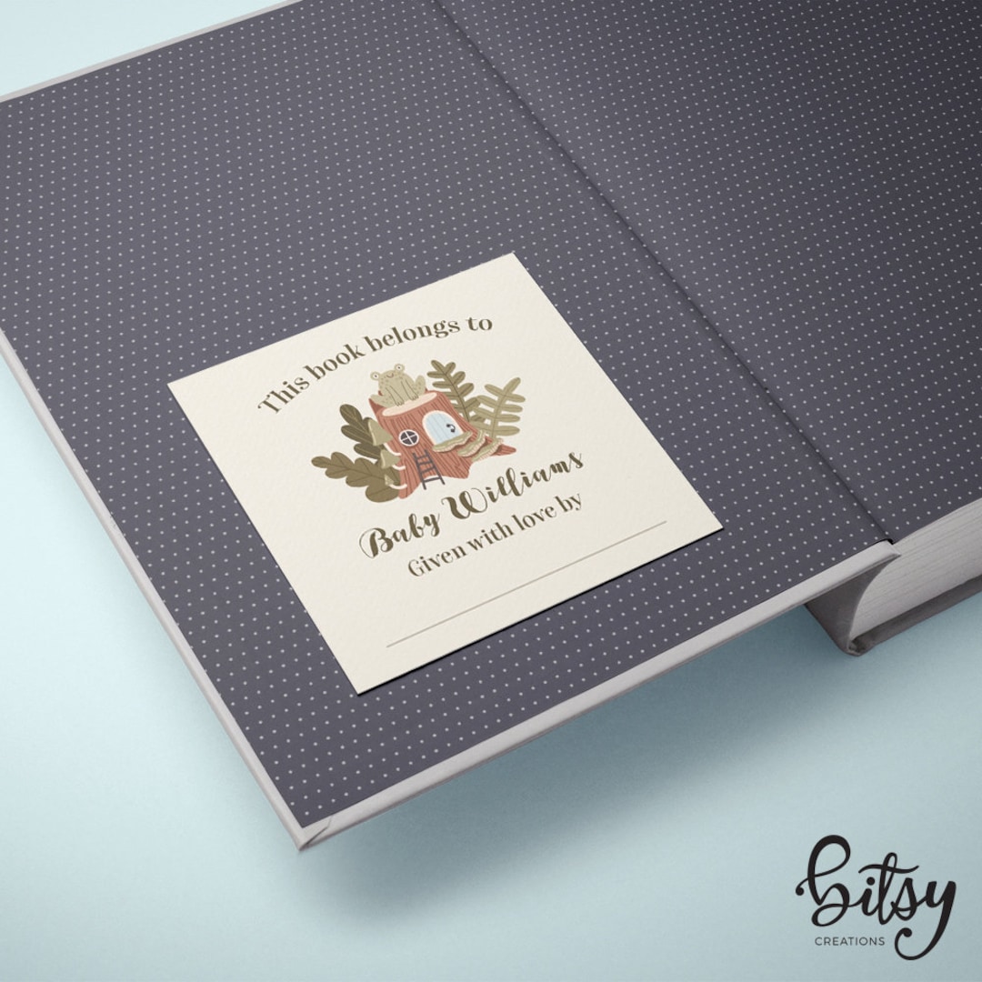Personalized Bookplate Stickers - 20 Square Stickers - Baby Shower Book ...