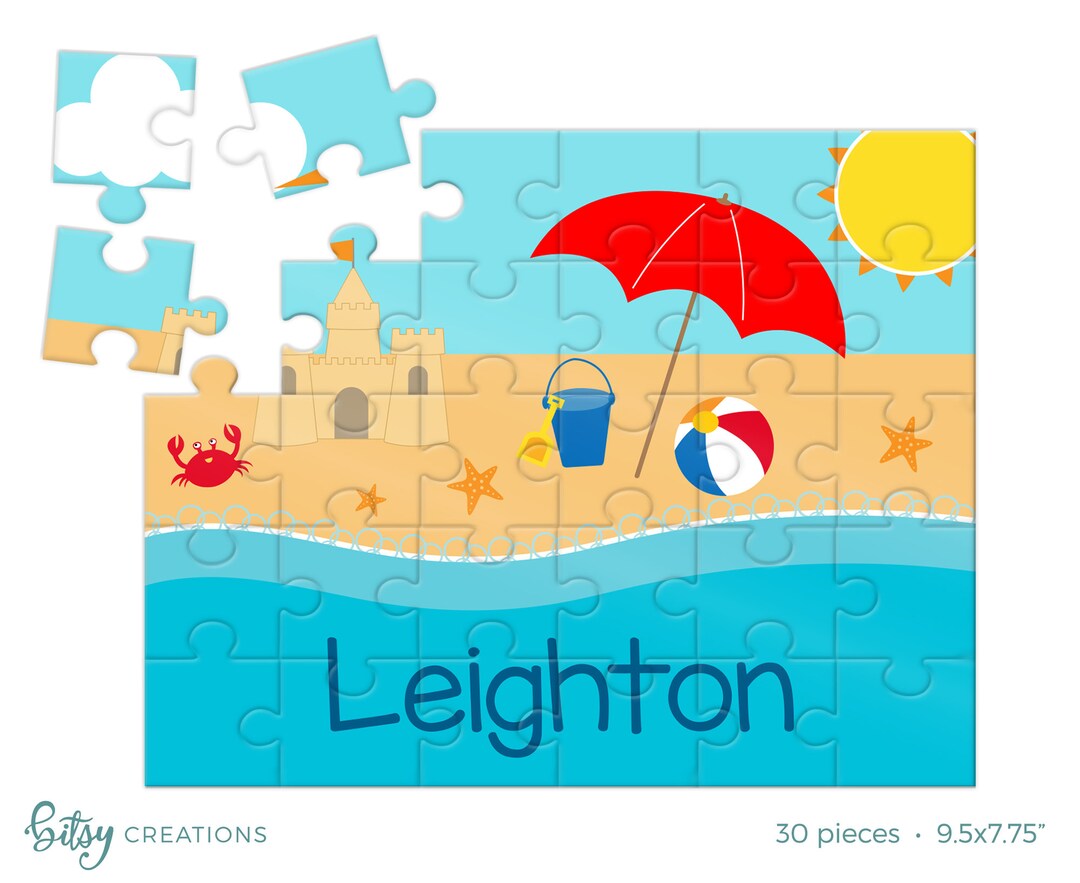 Personalized Puzzle for Kids - Beach Puzzle - Jigsaw Puzzle With Child ...