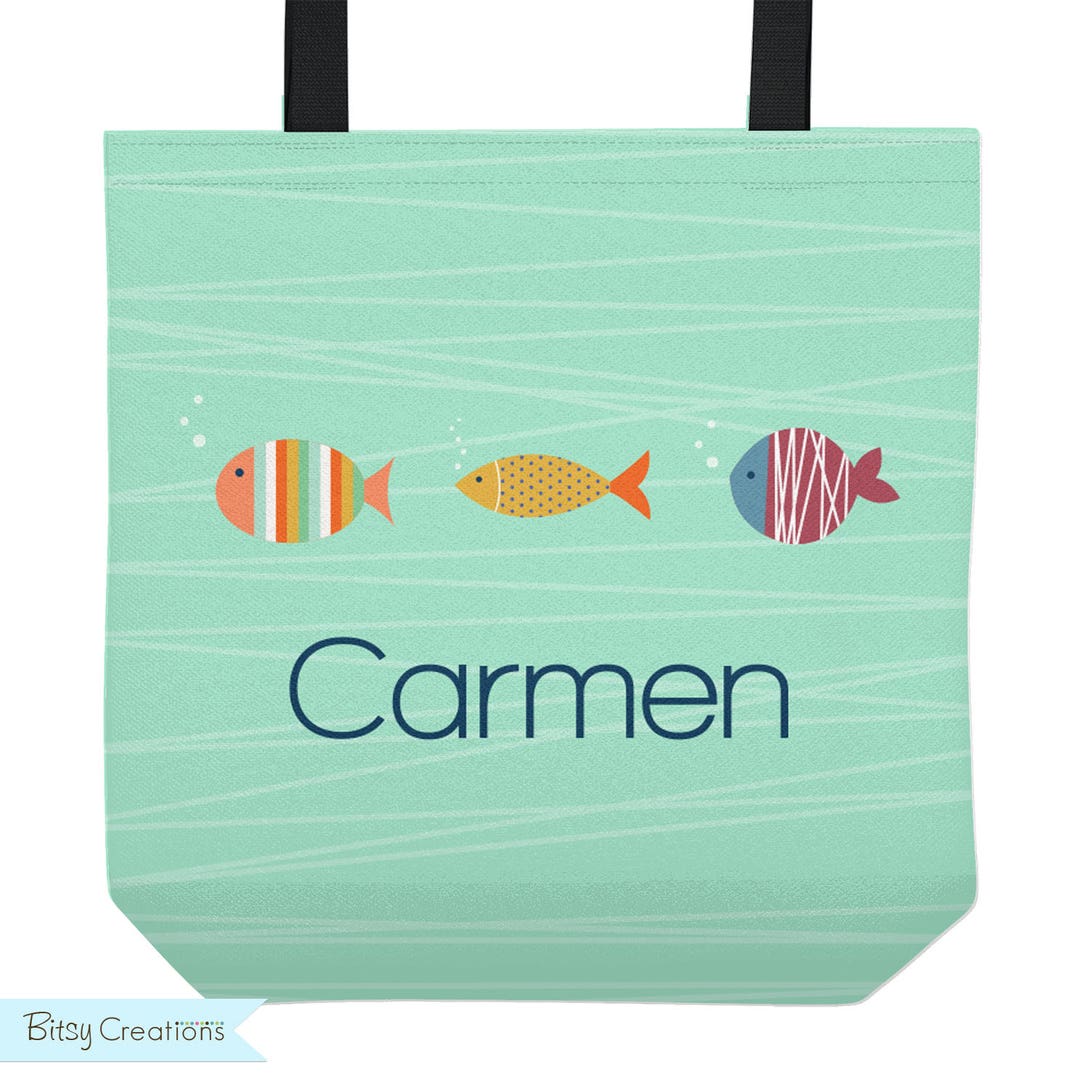 Personalized Tote Bag for Kids - Fish Bag for Children - Three Sizes to ...