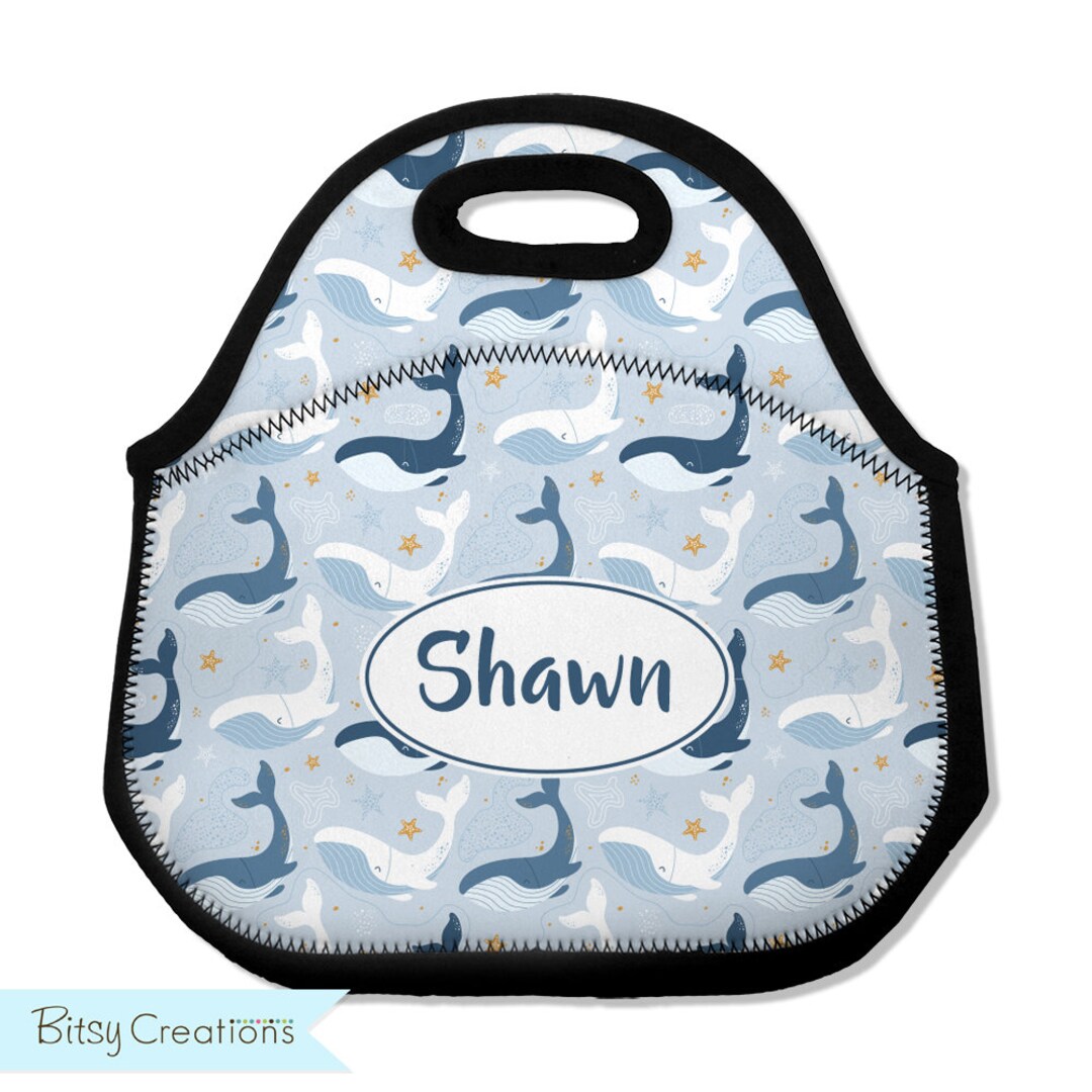 Blue Whale Lunch Tote - Personalized Lunch Bag for Kids - Washable Soft ...