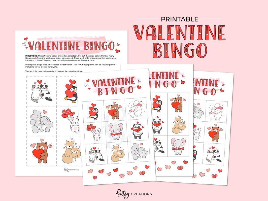 Printable VALENTINE Bingo Game Set for Preschoolers or Young Children ...