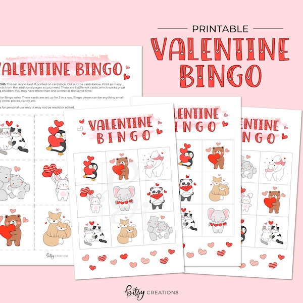 Valentine Bingo Cards - Etsy