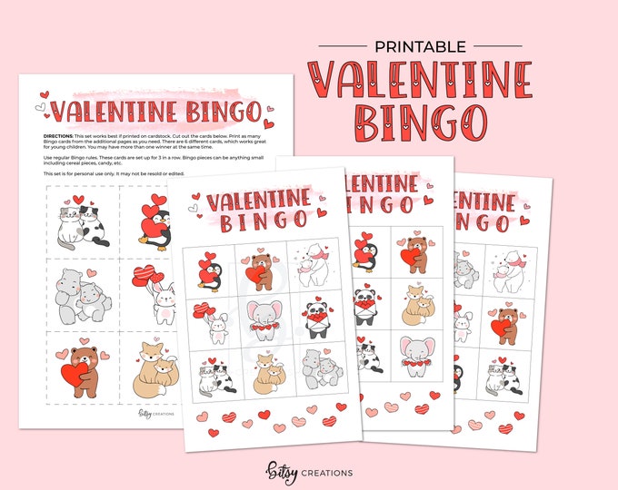 10 Valentine's Day BINGO for Preschool-kindergarten, February Games and ...
