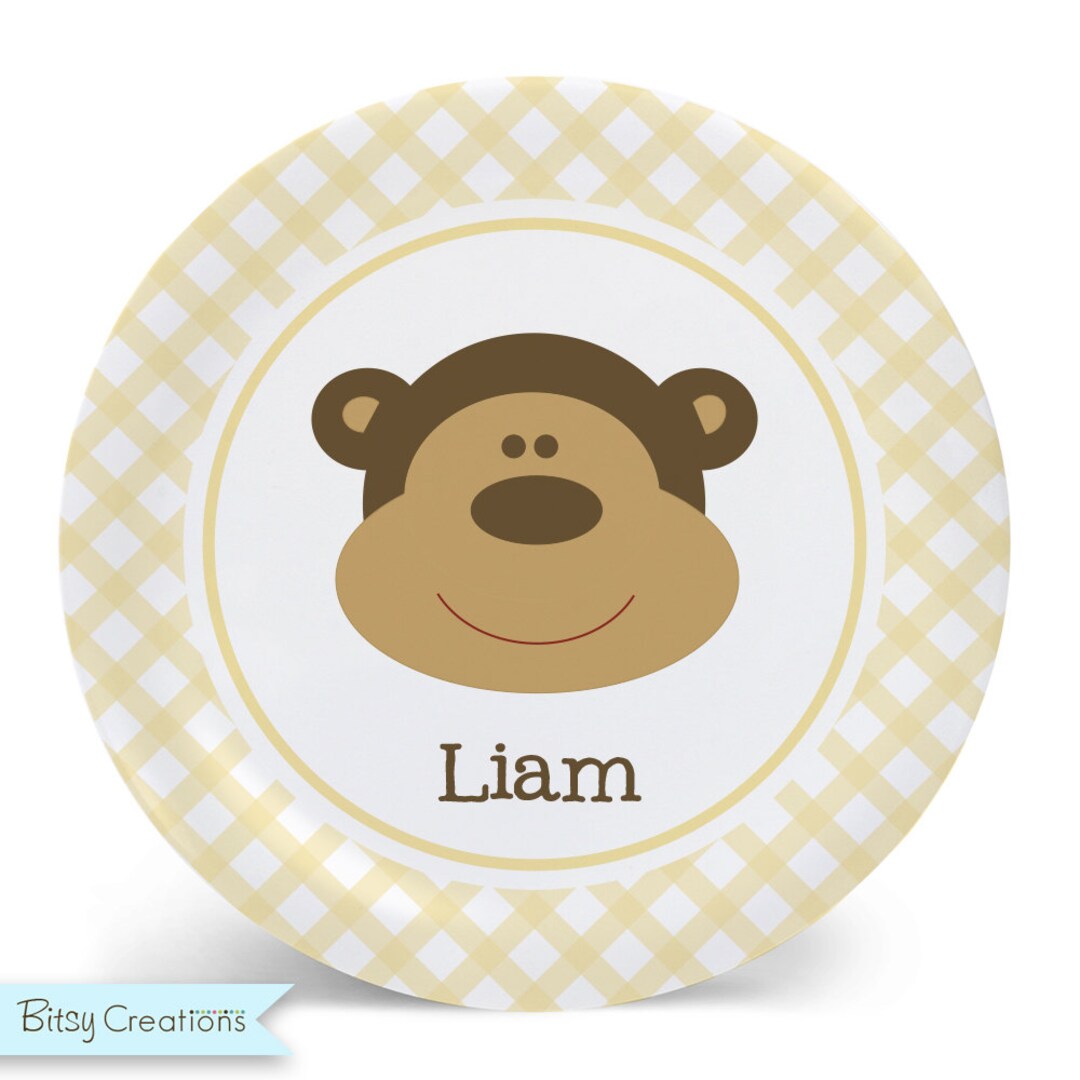 Monkey Plate - Child's Plate - Child's Bowl - Baby Monkey Melamine Bowl ...