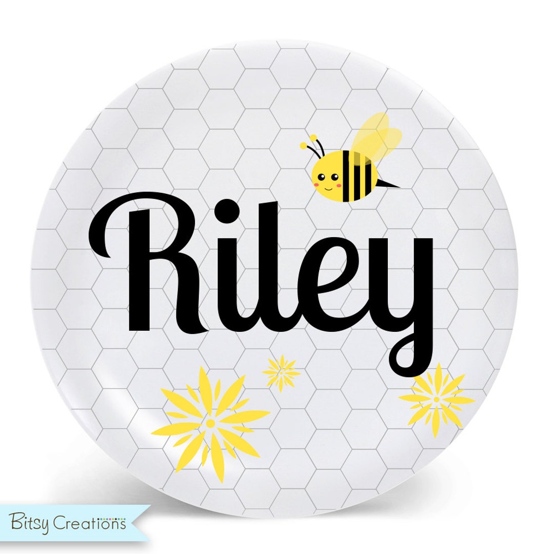 Bee Plate - Child's Plate - Child's Bowl - Bee and Honeycomb Melamine ...
