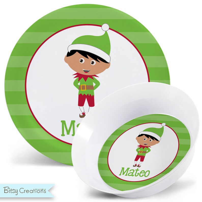 Christmas Elf Boy Plate -you Choose Hair, Skin, Eye Color - Melamine ...