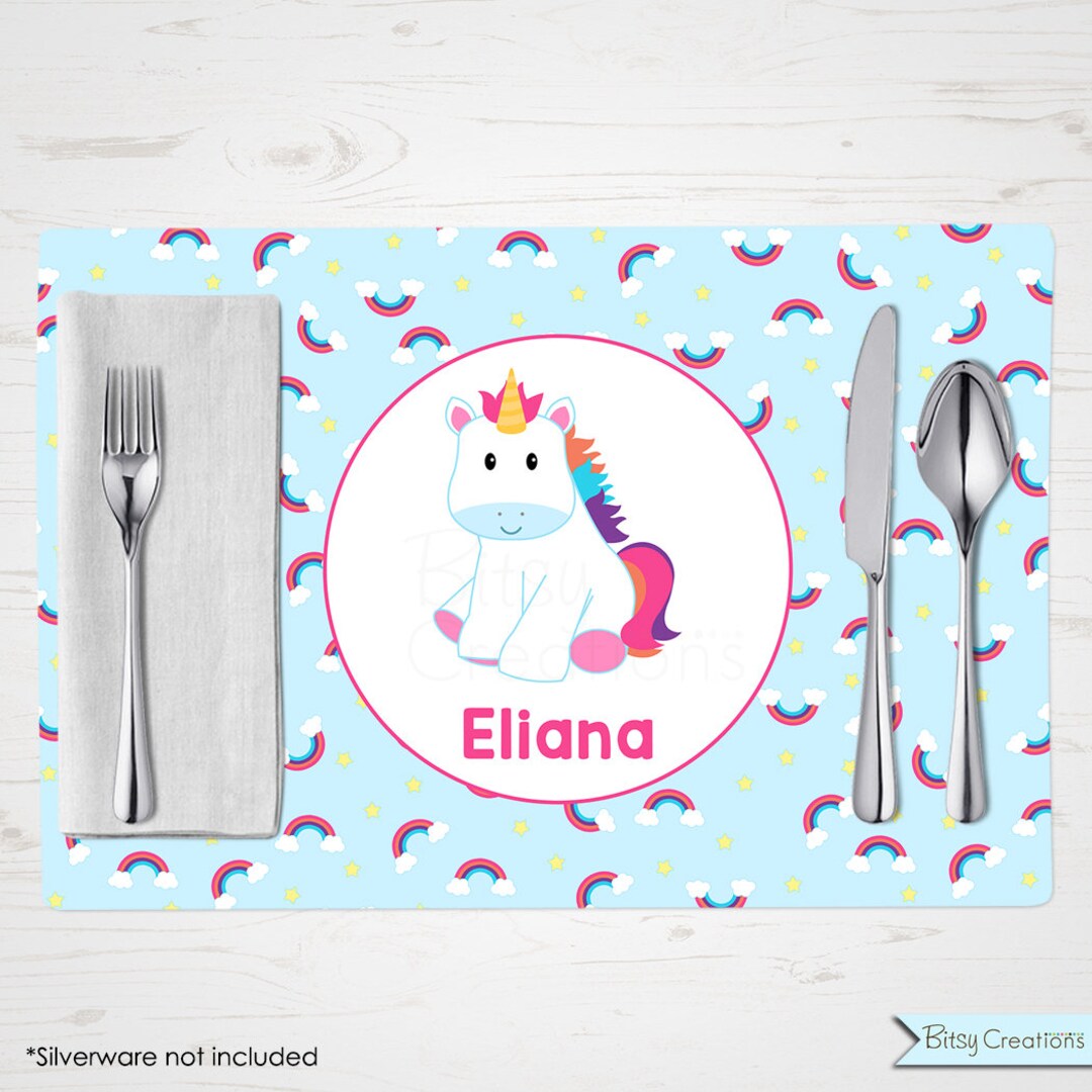 Rainbow Unicorn Placemat, Child's Placemat, Personalized With Child's ...