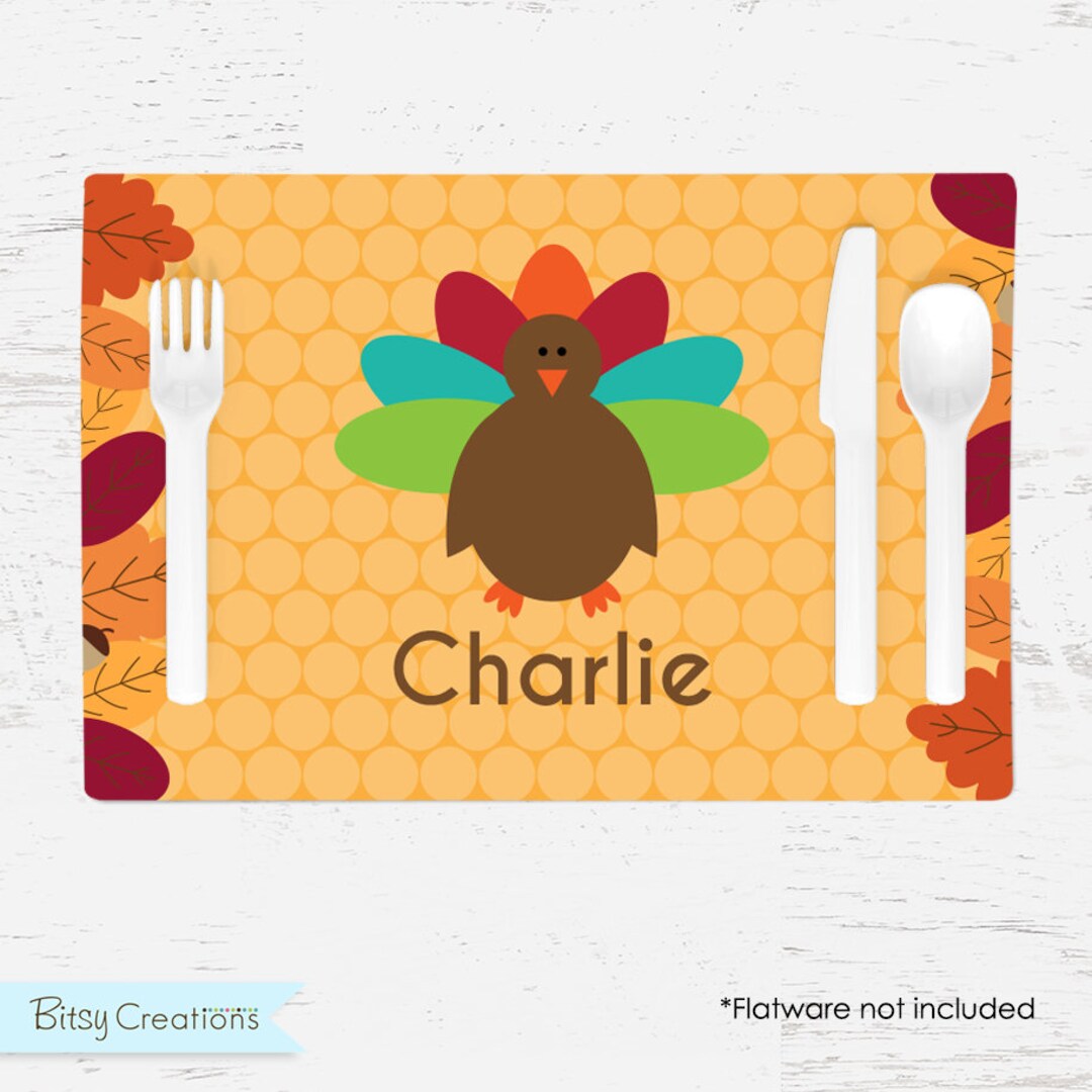 Personalized Thanksgiving Placemat for Kids - Children's Turkey ...