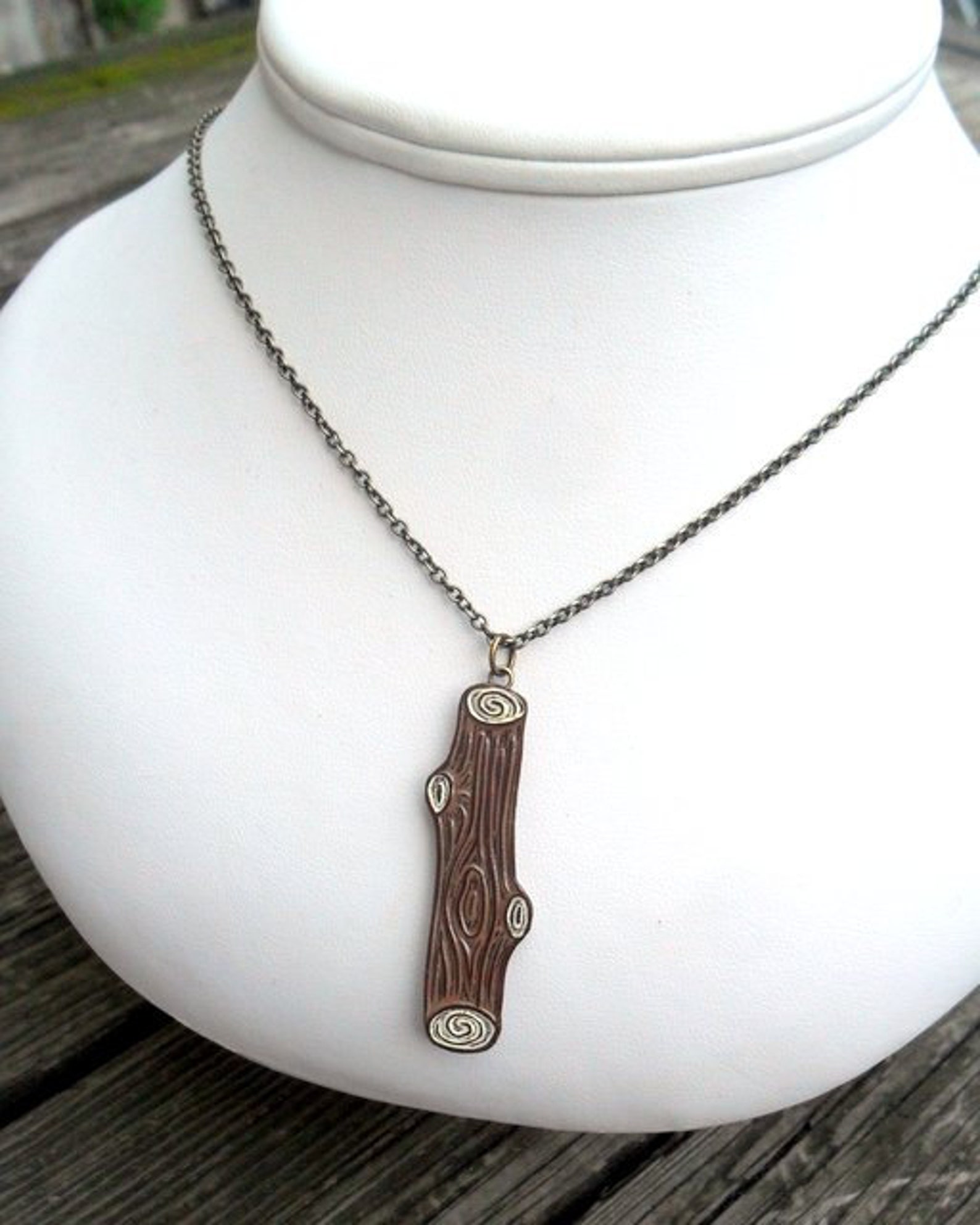 Log Necklace, Tree Branch Necklace, Woodland Jewelry, Faux Bois ...