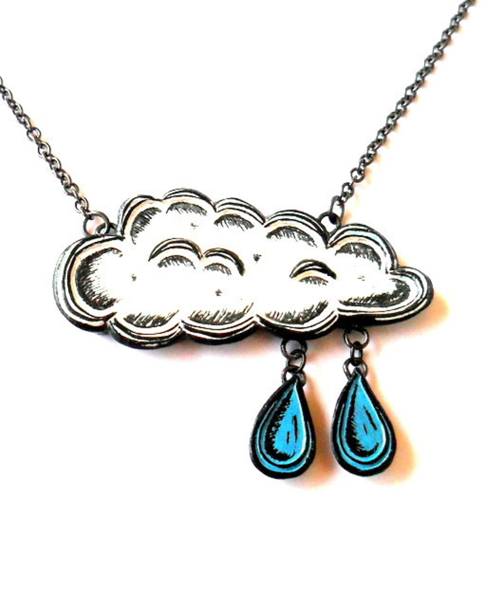 Rain Cloud Necklace. Raindrop Necklace. White Cloud Pendant. - Etsy