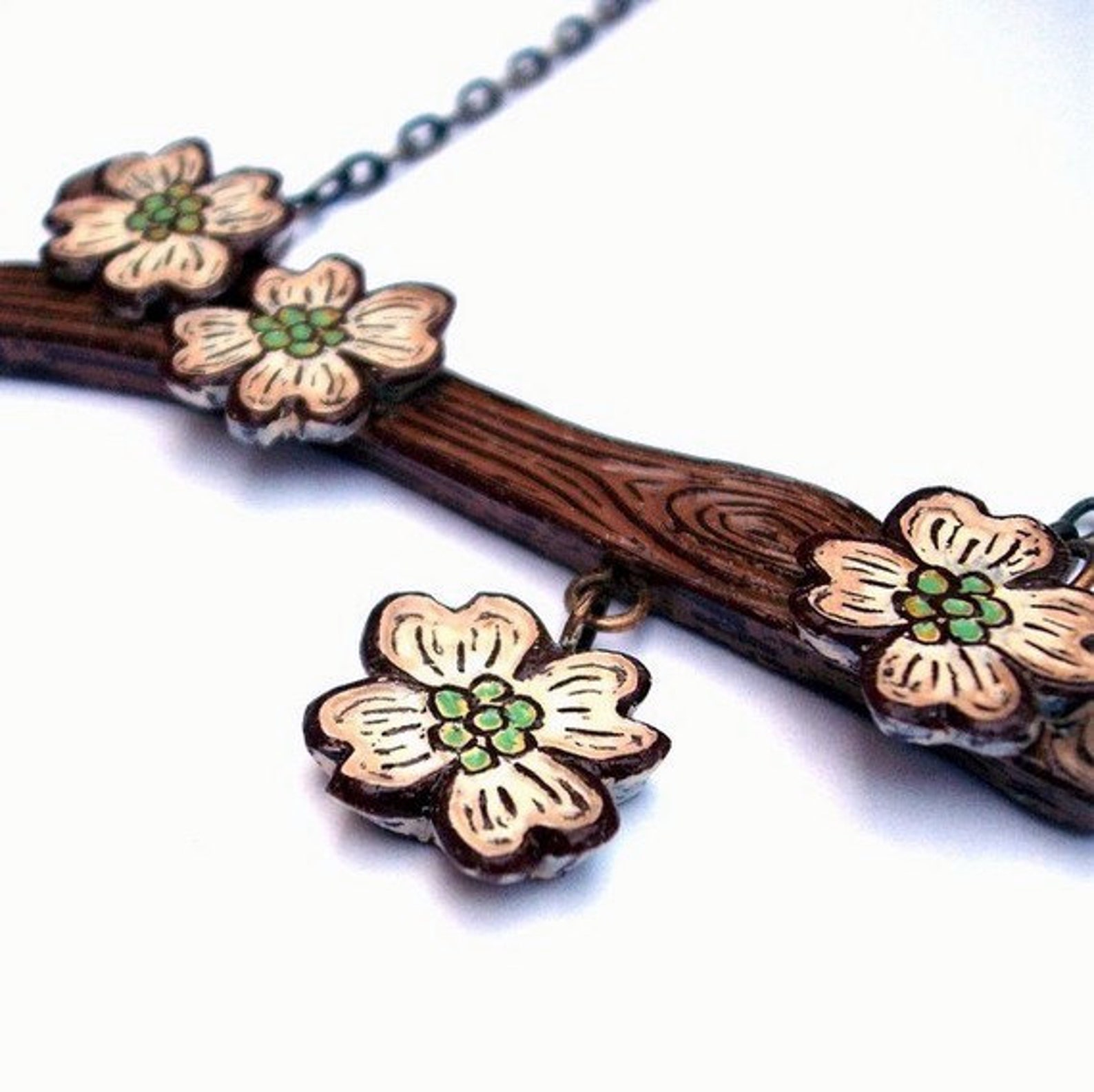 Dogwood Flower Necklace, Rustic Branch Jewelry, Garden Wedding - Etsy