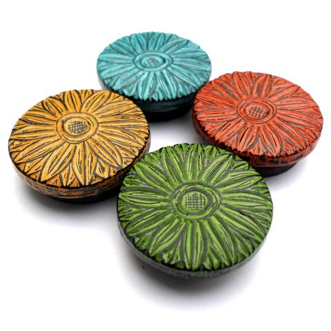 Orange Mustard Yellow Green and Blue Daisy Crazy Magnet Set - Etsy
