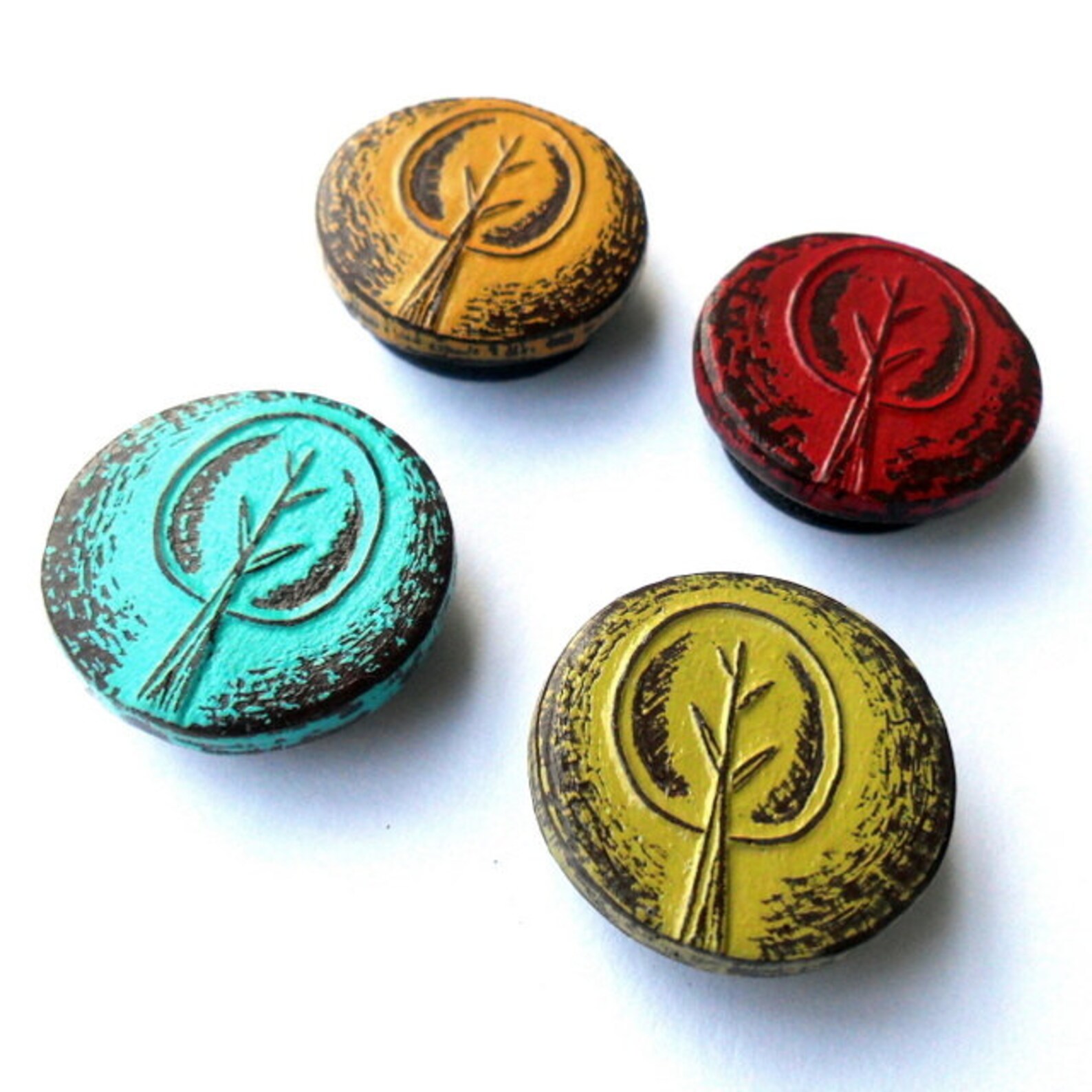 Retro Tree Magnet Set Refrigerator Magnets Co-worker Gift | Etsy