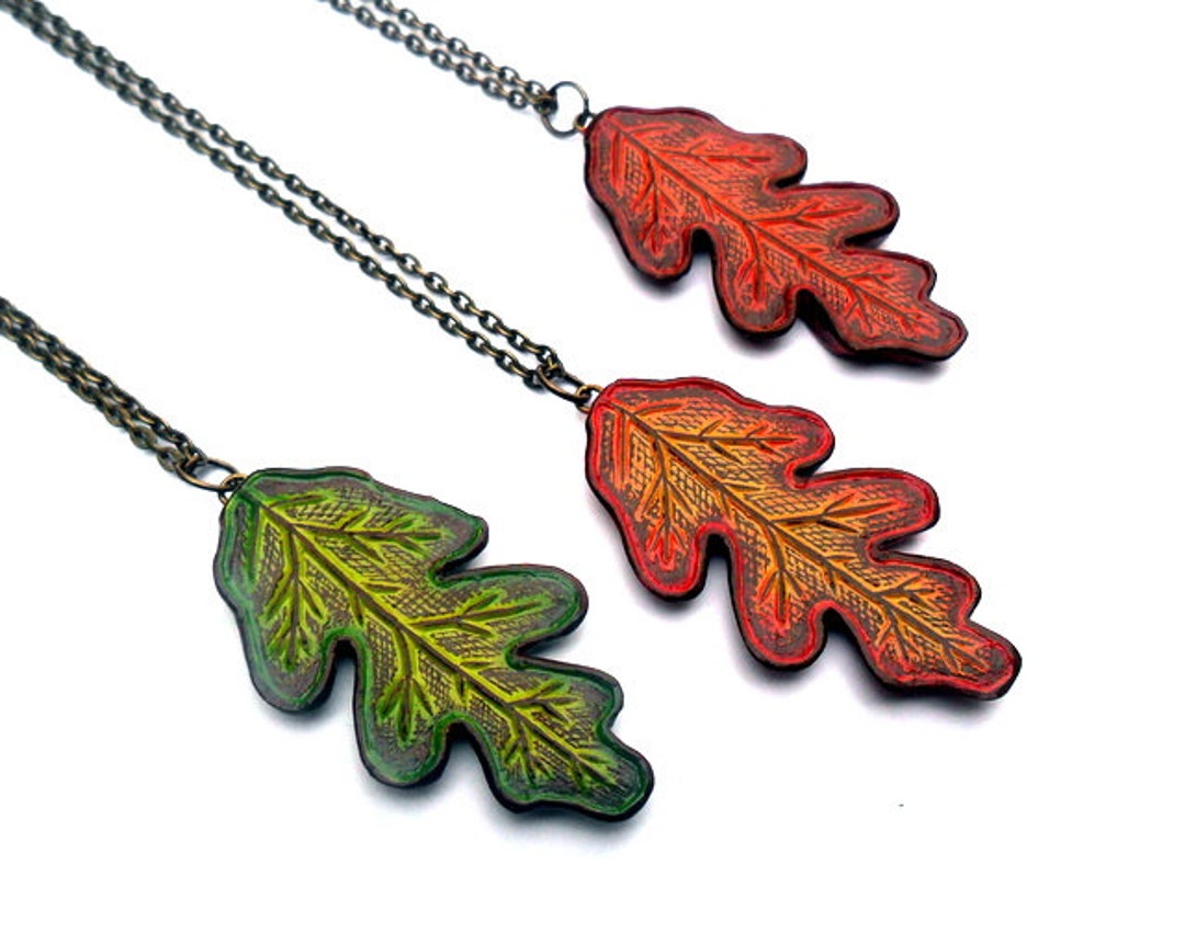 Rustic Oak Leaf Necklace, Leaf Jewelry, Fall Jewelry, Oak Leaf Pendant ...