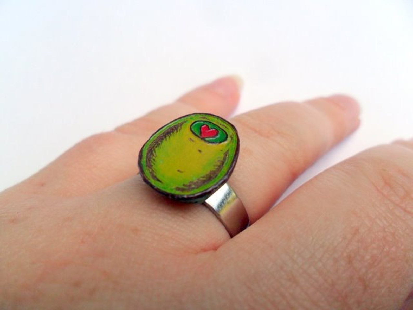 Olive You Ring. Olive Ring. Olive with Red Heart Pimento | Etsy