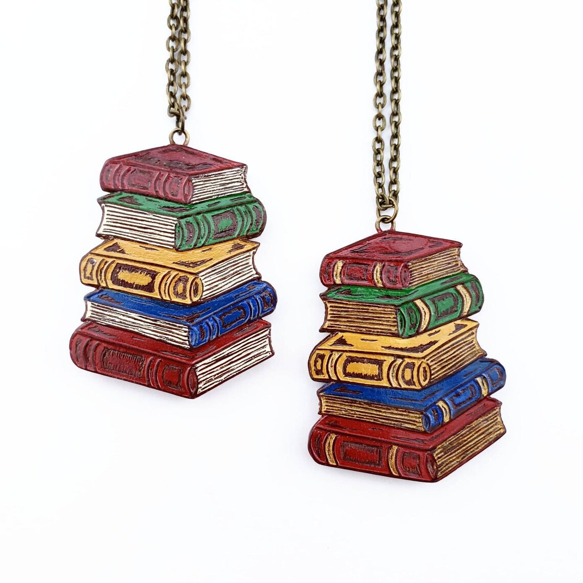 Pile of Books Necklace. Book Necklace. Bibliophile Gift. Gift - Etsy
