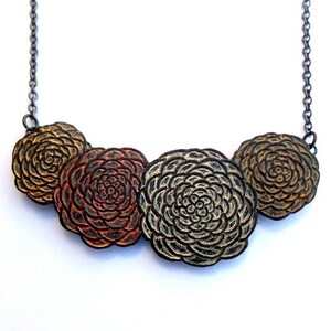 Metallic Copper, Silver and Copper Chrysanthemum Necklace, Flower ...