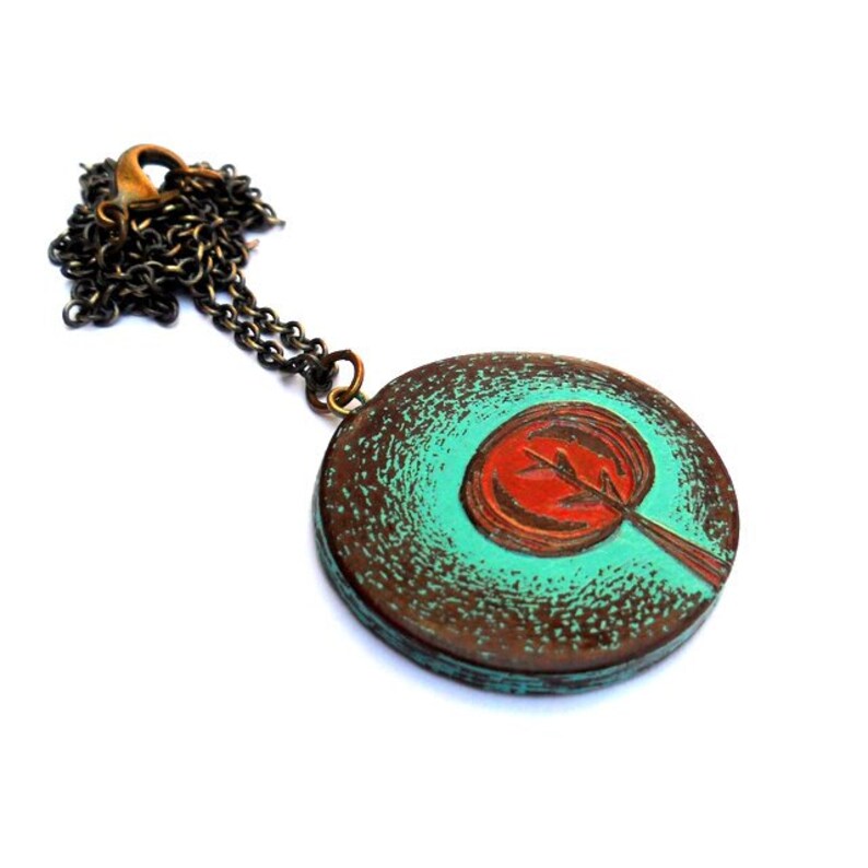 Rustic Turquoise and Rust Red Tree Necklace Retro Tree - Etsy