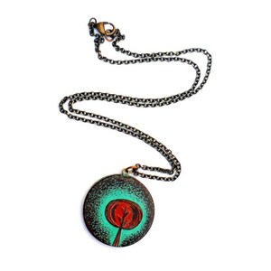 Rustic Turquoise and Rust Red Tree Necklace Retro Tree - Etsy