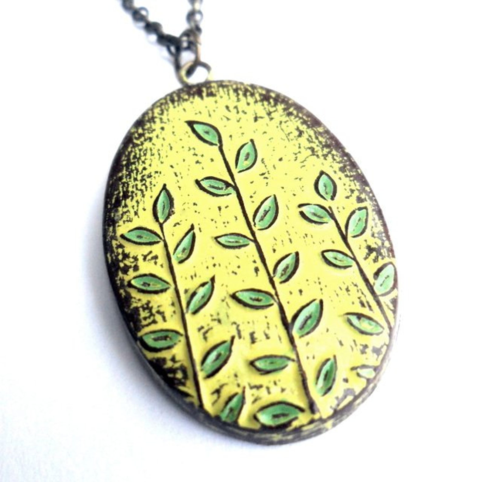 Rustic Yellow and Green Plant Sprouts Necklace Plant Jewelry | Etsy