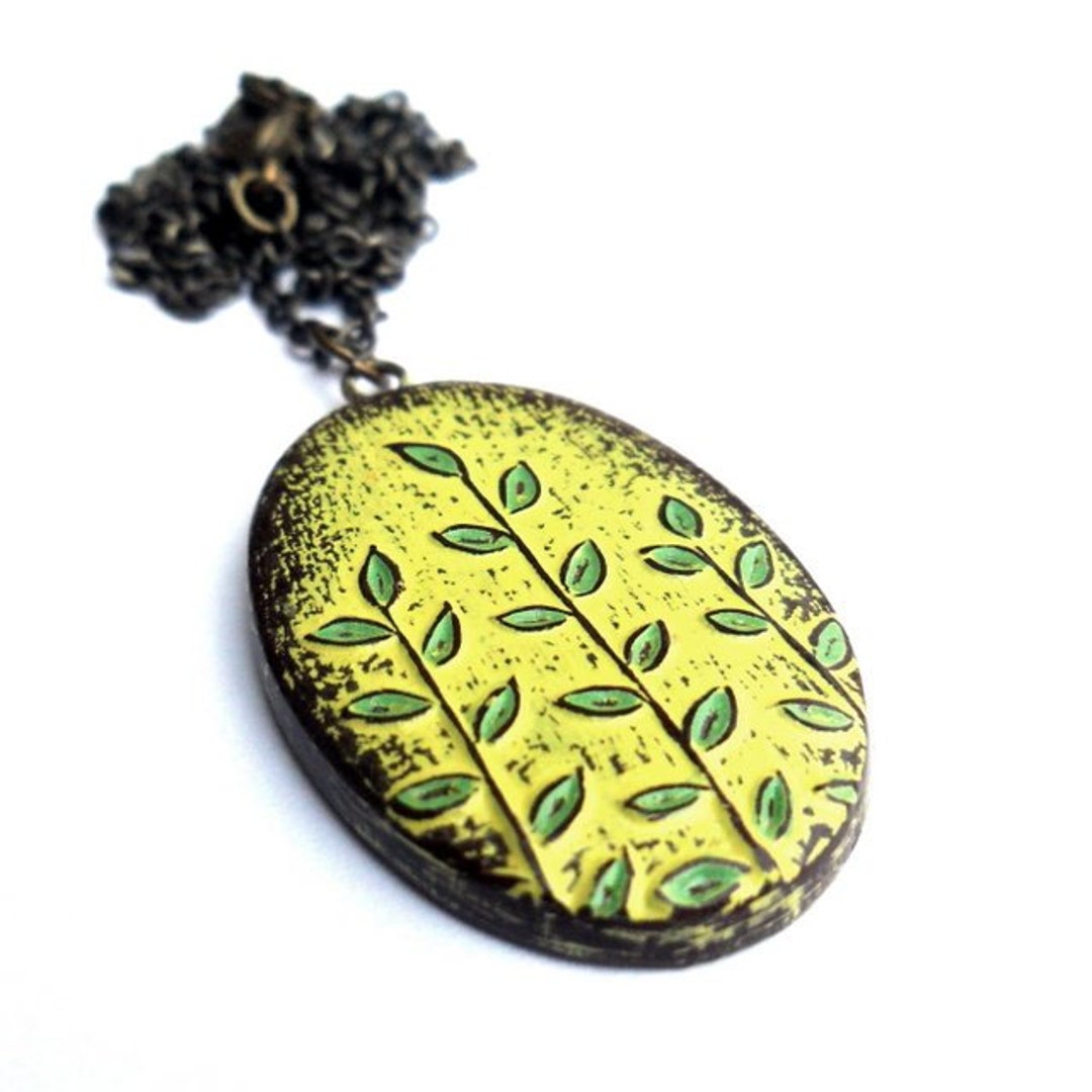 Rustic Yellow and Green Plant Sprouts Necklace Plant Jewelry - Etsy