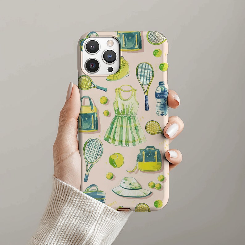 Tennis Wimbledon Illustrated Phone Case, Aesthetic Phone Cover Gift ...