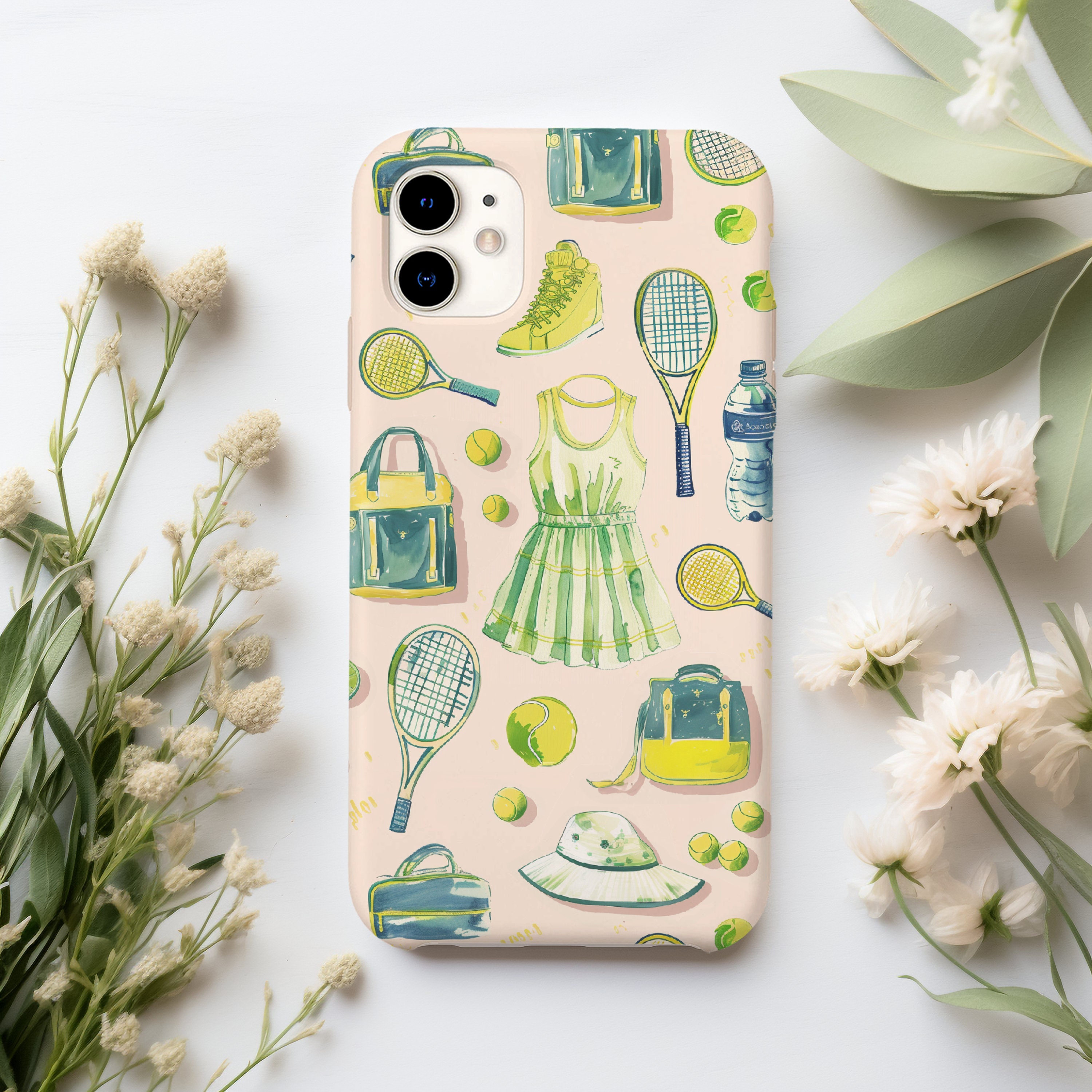 Tennis Wimbledon Illustrated Phone Case, Aesthetic Phone Cover Gift ...