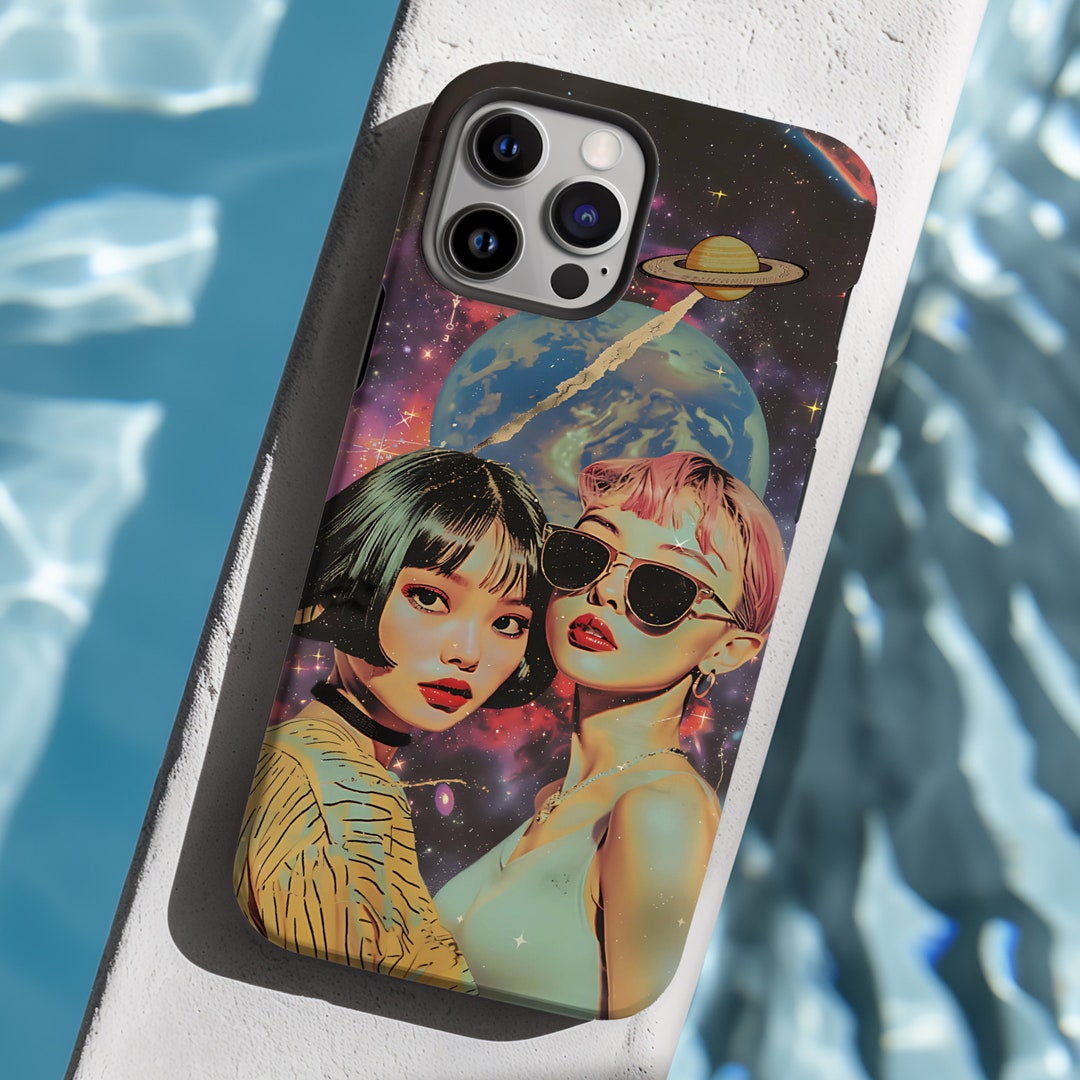 Retro Futuristic Anime Cosmic Space Collage Phone Case, Y2K Cover Fit ...