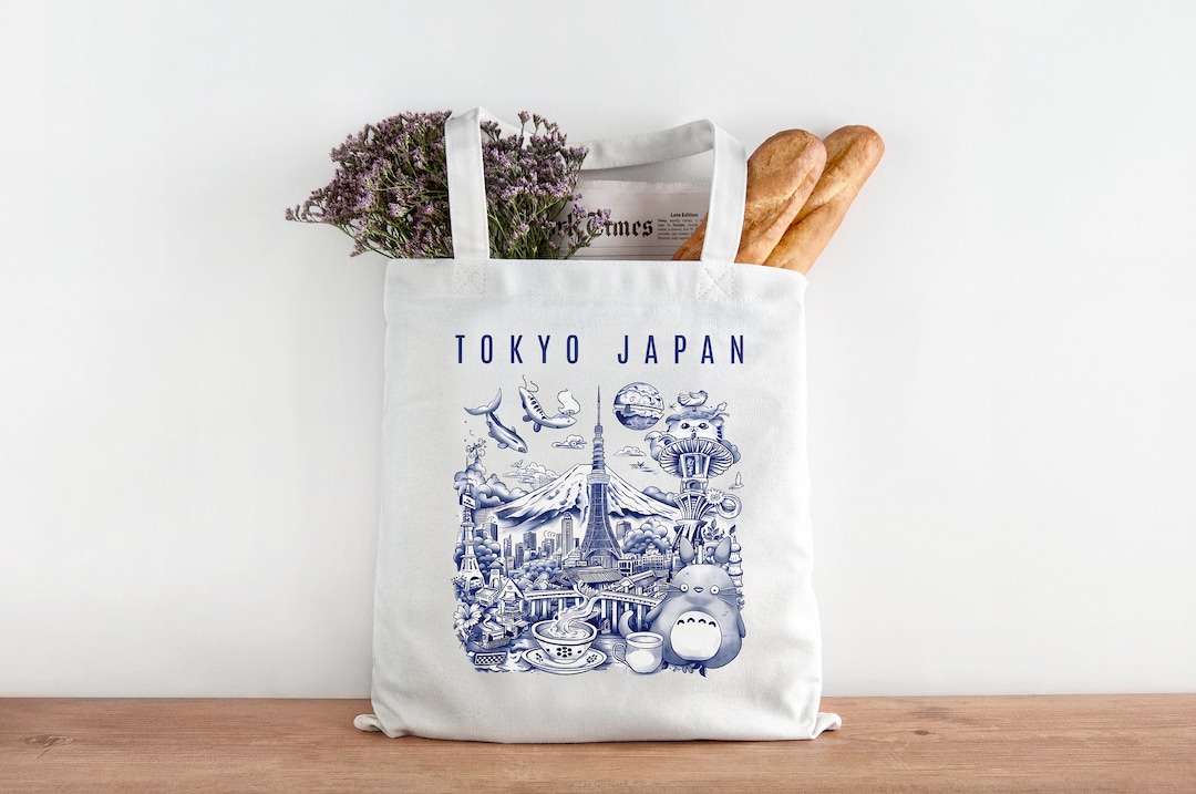 Tokyo Japan Tote Bag, Iconic Attractions of City Tokyo Tote Bag, Travel ...