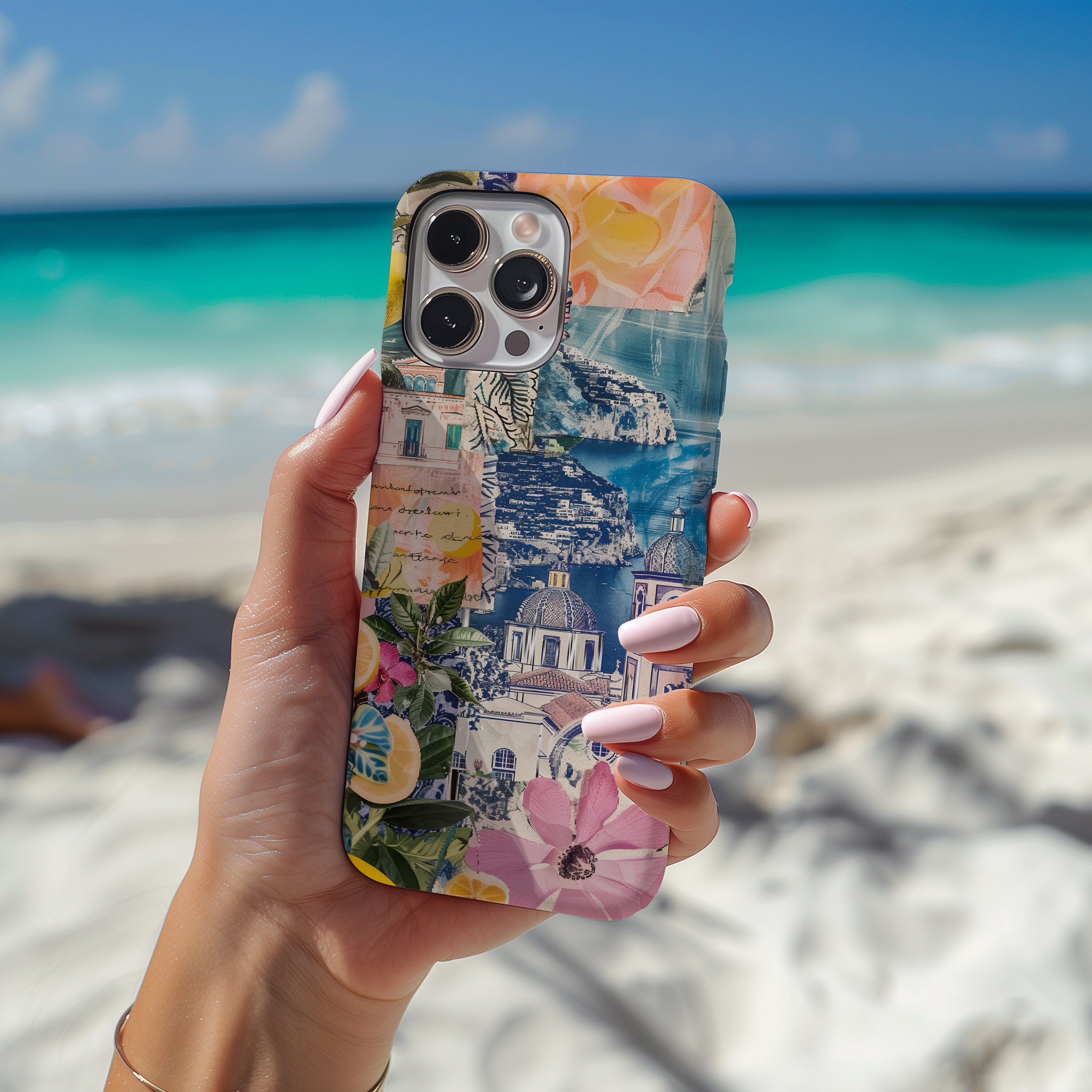 Italy Amalfi Coast Collage Phone Case, Italian Summer Phone Cover ...