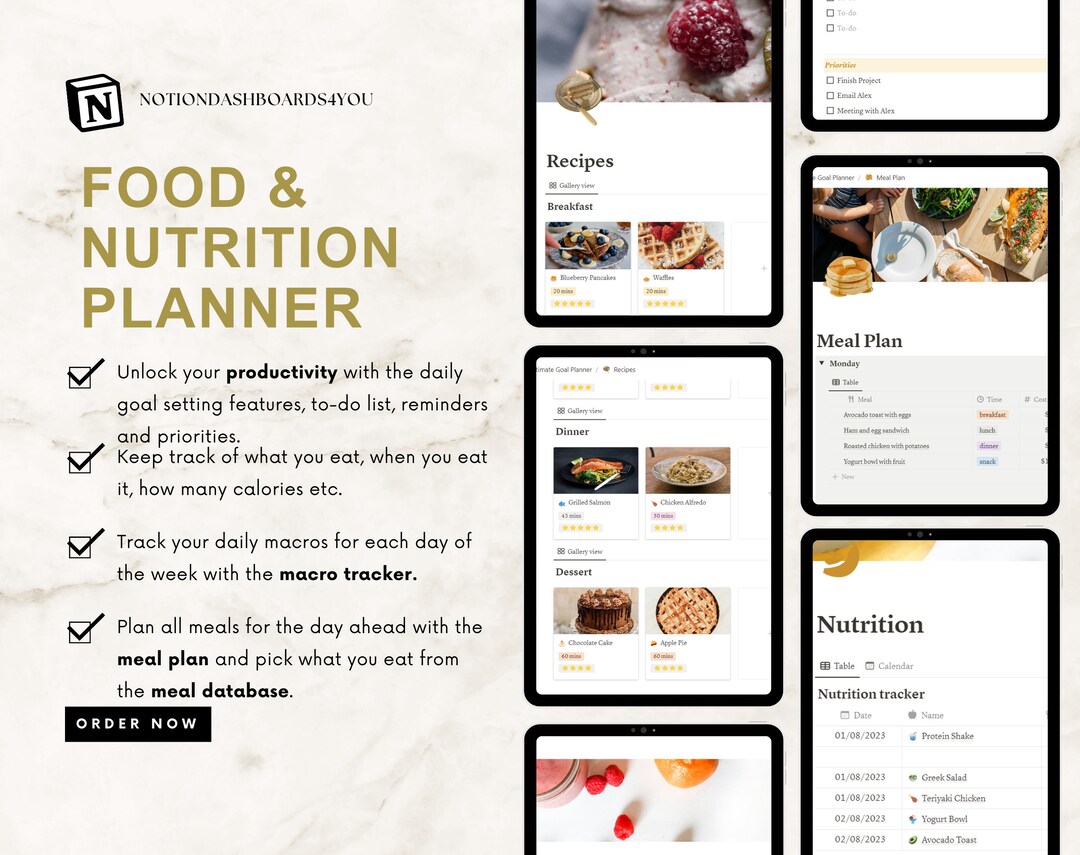 Notion Food & Nutrition Planner. Plan Your Meals, Store Your Recipes ...