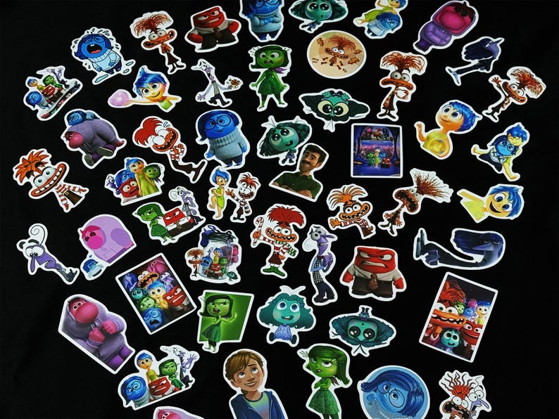 50 Inside Out 2 Disney Anime Stickers, Anger, Joy, Sadness, Disgust ...