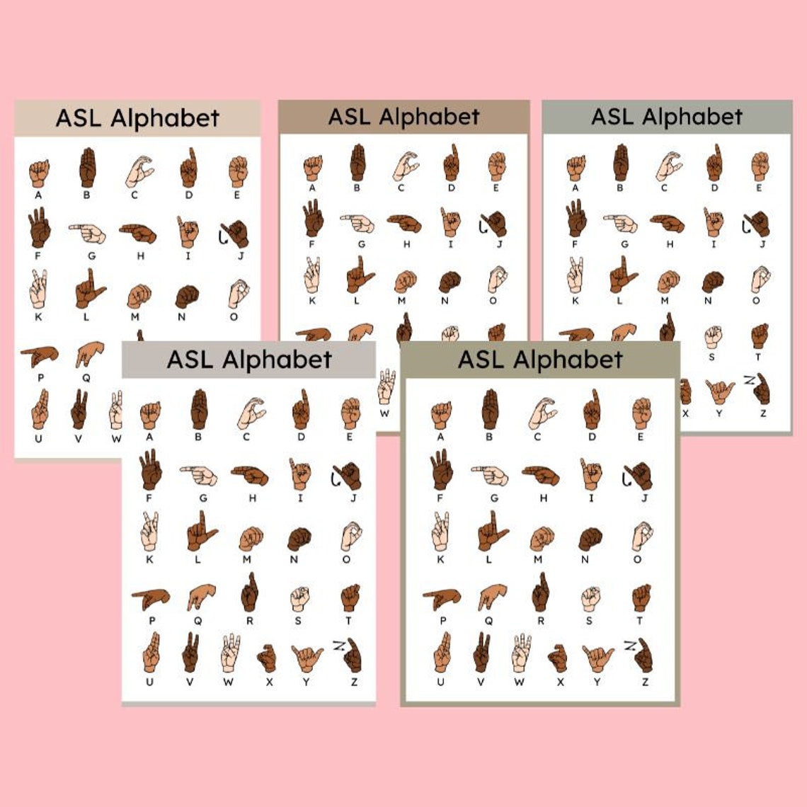 Neutral Boho ASL Alphabet and Number Posters Set - American Sign ...
