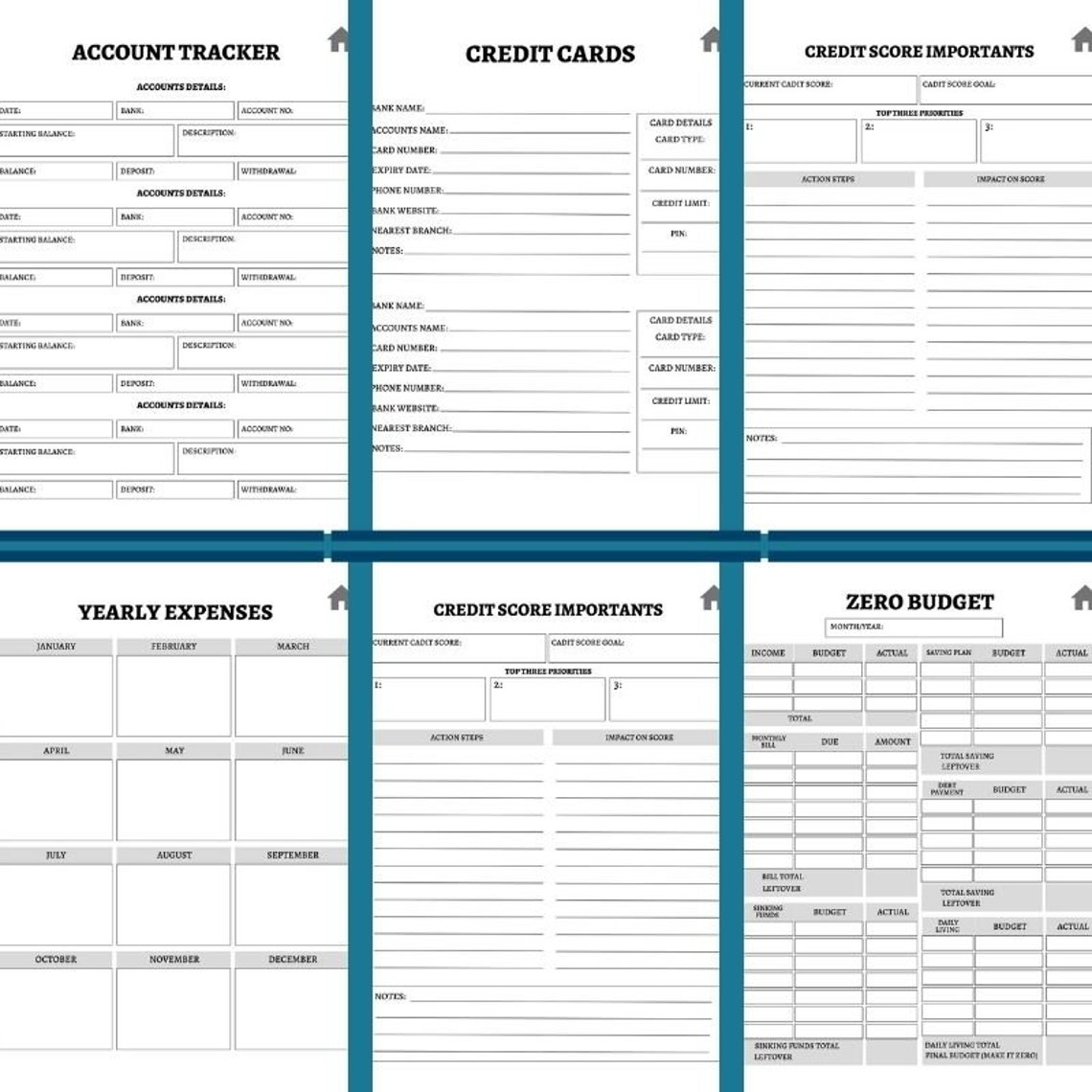 Budget Planner Digital - Printable Financial Organizer, Expense Tracker ...
