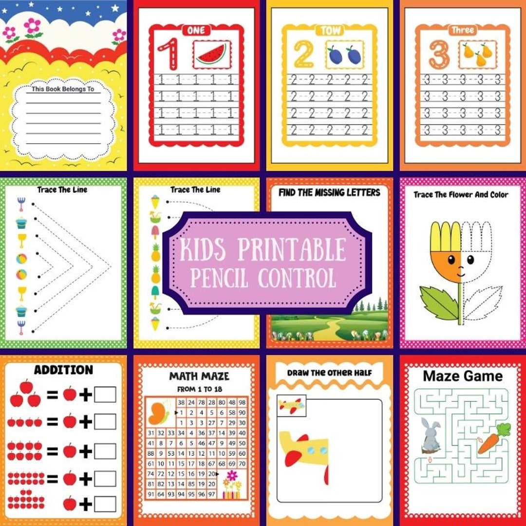 Pencil Control Activity Book for Kids Ages 3-7 | Preschool Learning ...