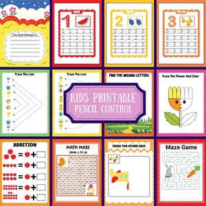 Pencil Control Activity Book for Kids Ages 3-7 | Preschool Learning ...