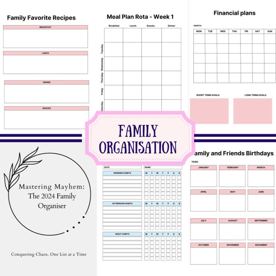 Family Planner Printable Bundle, Digital Download, Meal Planner ...