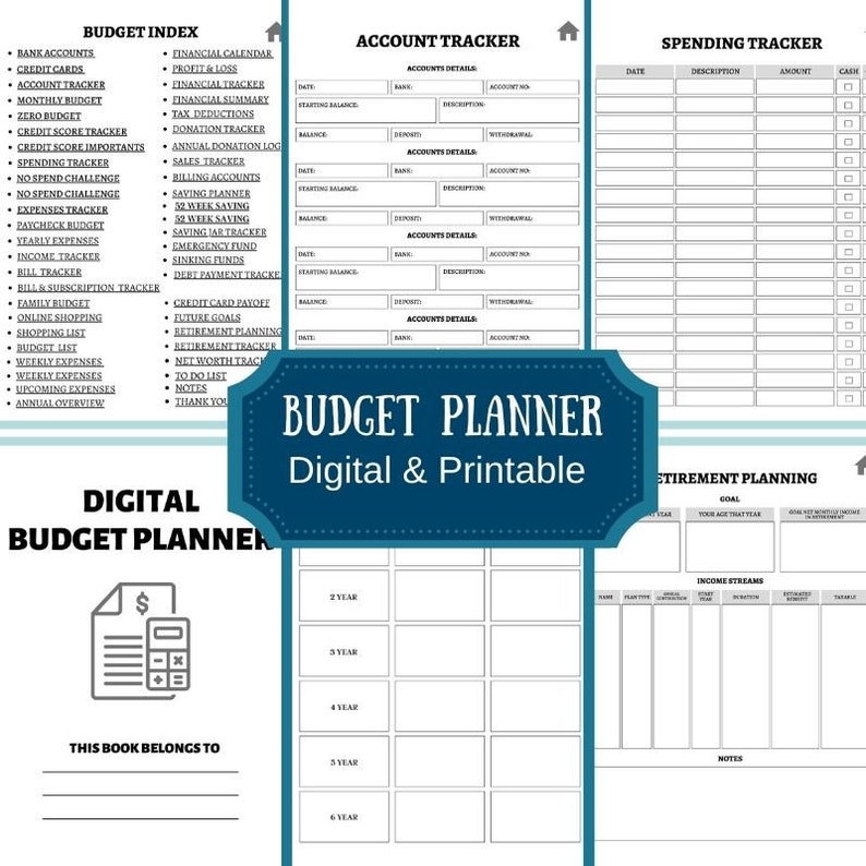 Budget Planner Digital - Printable Financial Organizer, Expense Tracker ...