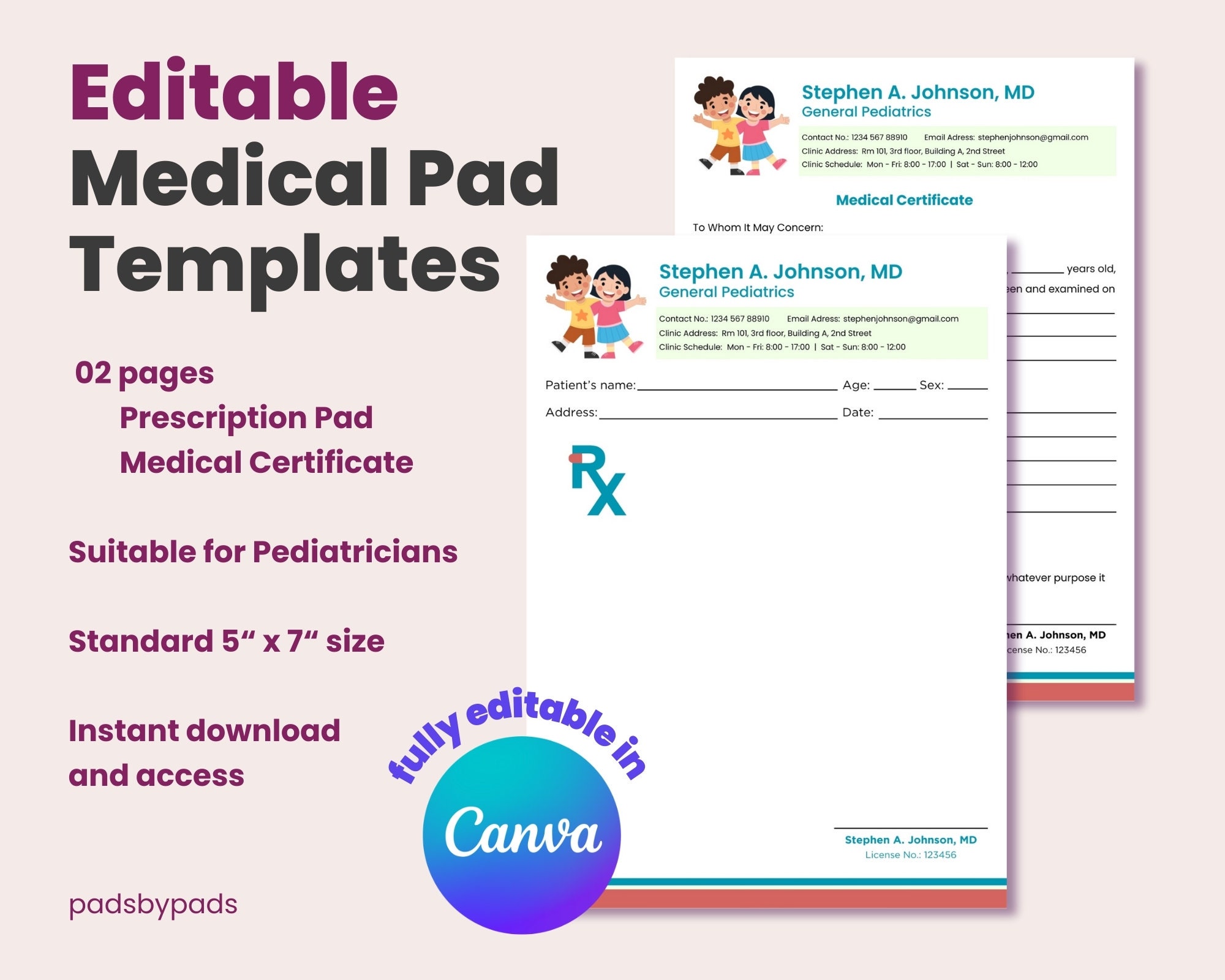 Editable Prescription Pad | Editable Medical Certificate | Rx ...