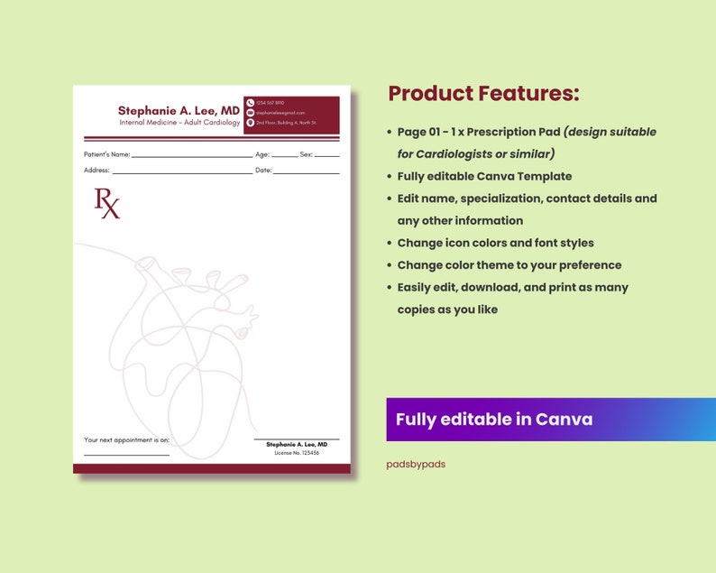 Editable Prescription Pad | Editable Medical Certificate | Rx ...