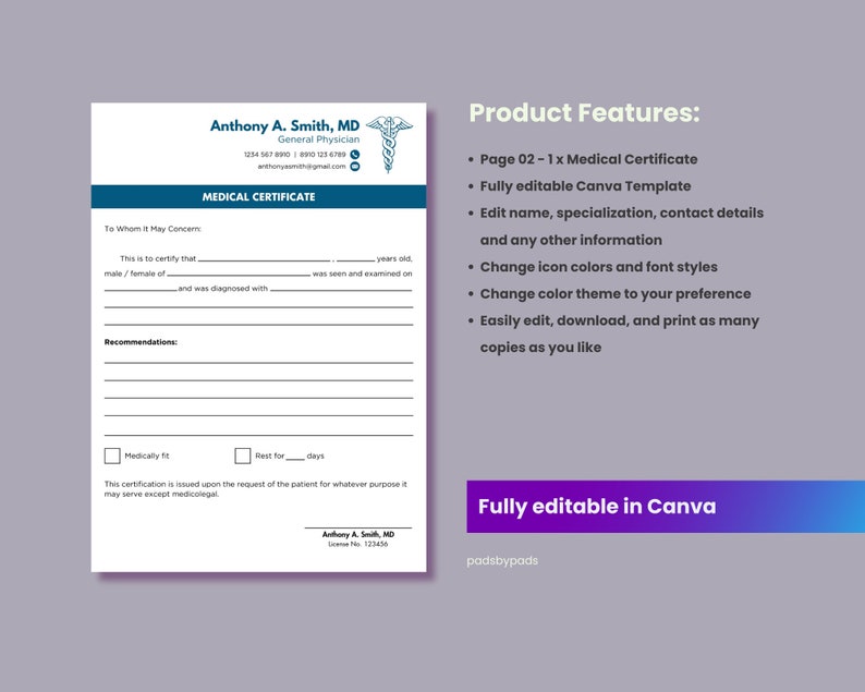Editable Prescription Pad | Editable Medical Certificate | Rx ...