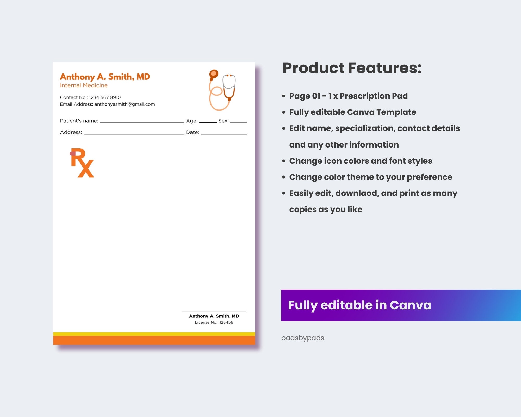 Editable Prescription Pad | Editable Medical Certificate | Rx ...