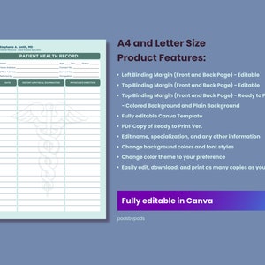 Editable Patient Health Record | Printable Patient Health Record ...