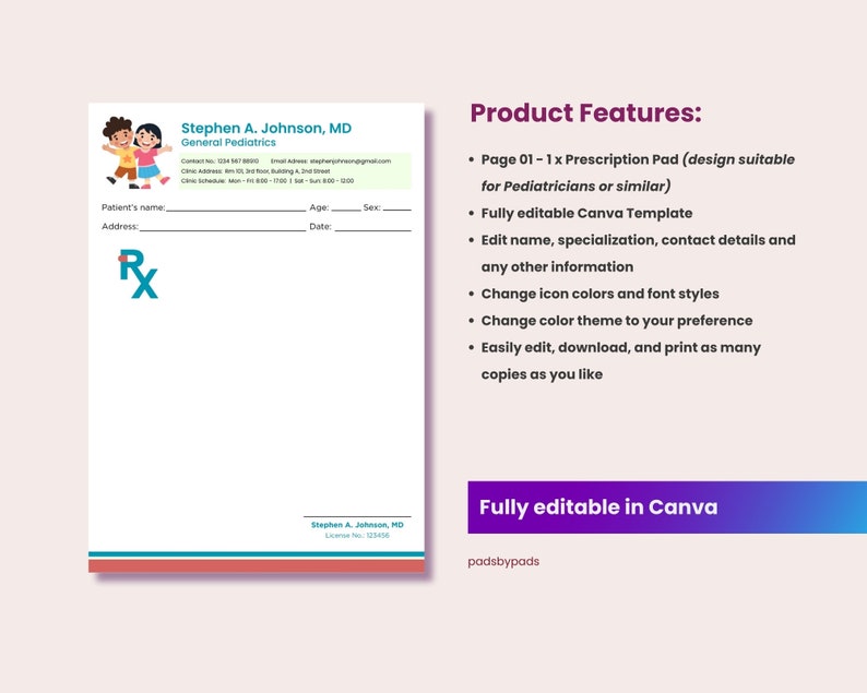 Editable Prescription Pad | Editable Medical Certificate | Rx ...