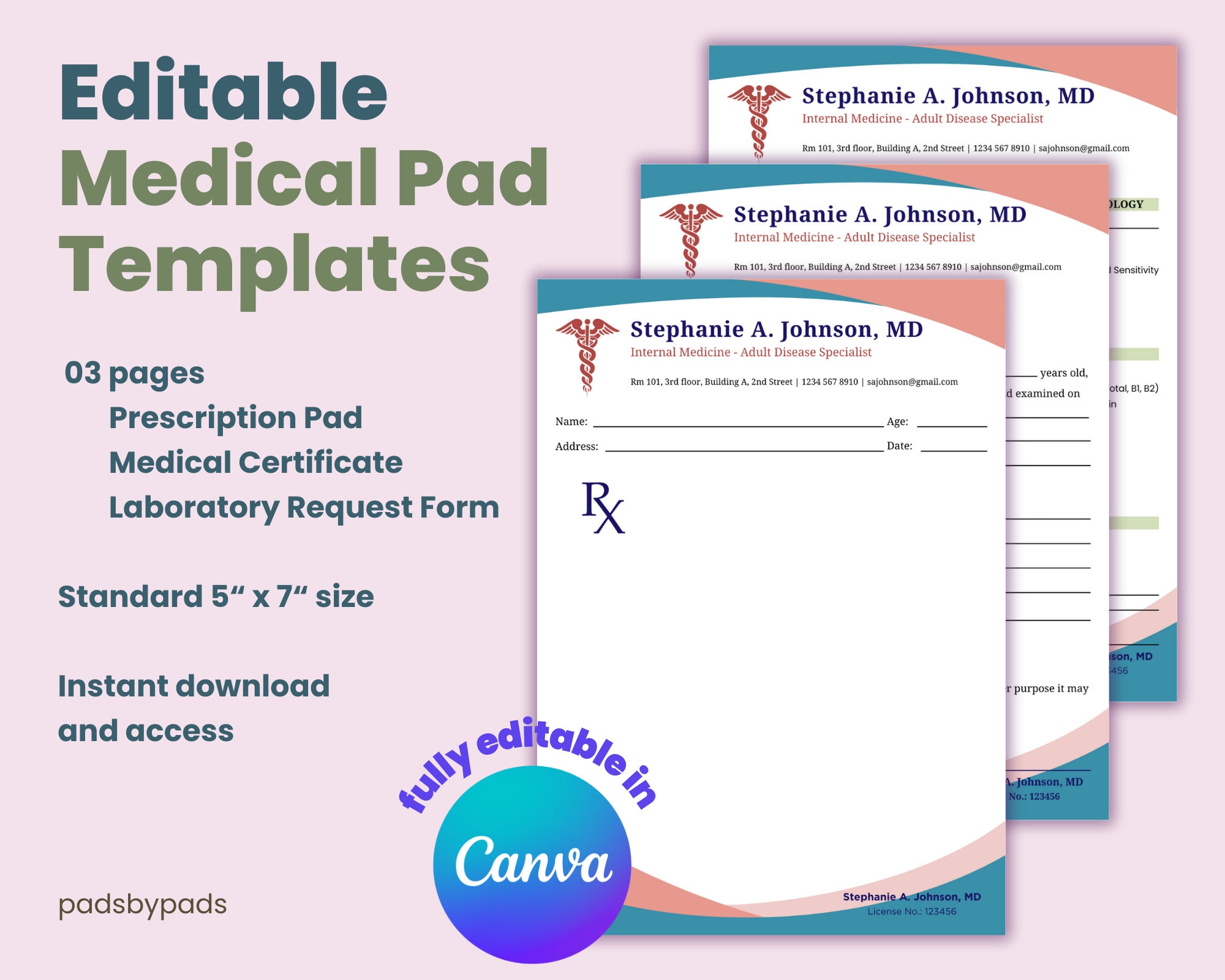 Editable Prescription Pad | Editable Medical Certificate | Rx ...