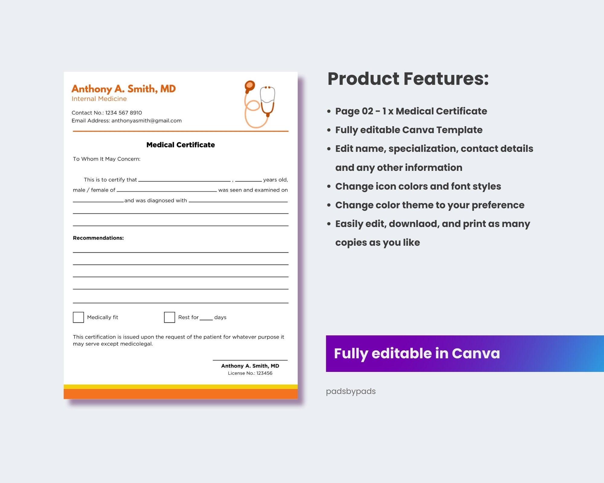 Editable Prescription Pad | Editable Medical Certificate | Rx ...