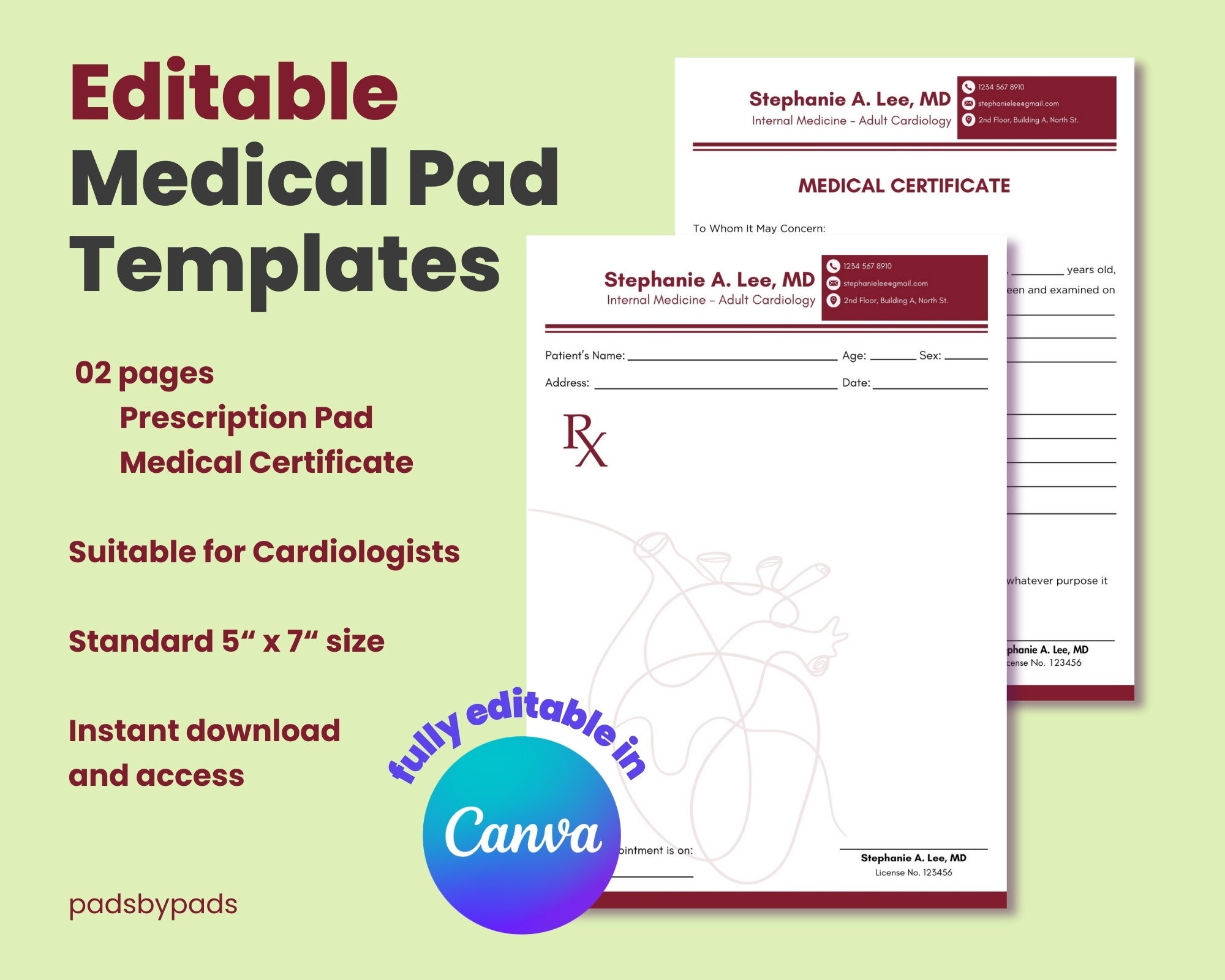 Editable Prescription Pad | Editable Medical Certificate | Rx ...