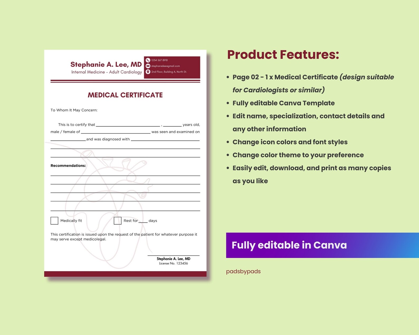 Editable Prescription Pad | Editable Medical Certificate | Rx ...